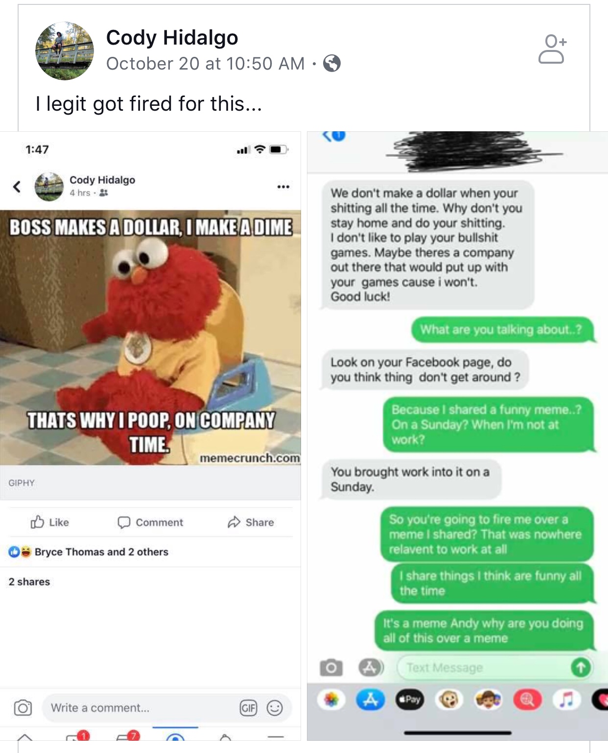 Boss Fires Employee for Sharing a Meme About Pooping at Work, Gets ...
