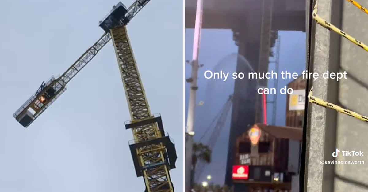 Fire Truck Makes Pathetic Attempt to Extinguish Fire On Top of a Crane ...